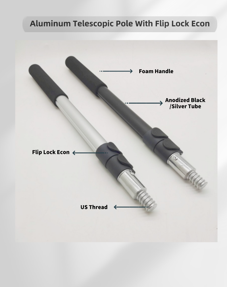 New Design 3 Sections Aluminium Telescoping Pole With Flip Lock Econ